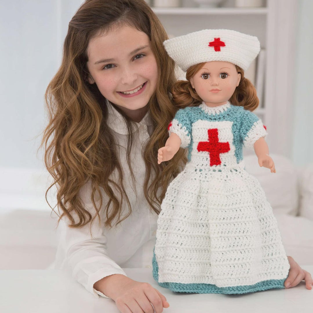 Red Heart Caring Nurse Doll Knit Pattern - DIY Amigurumi Toy, Handmade ...