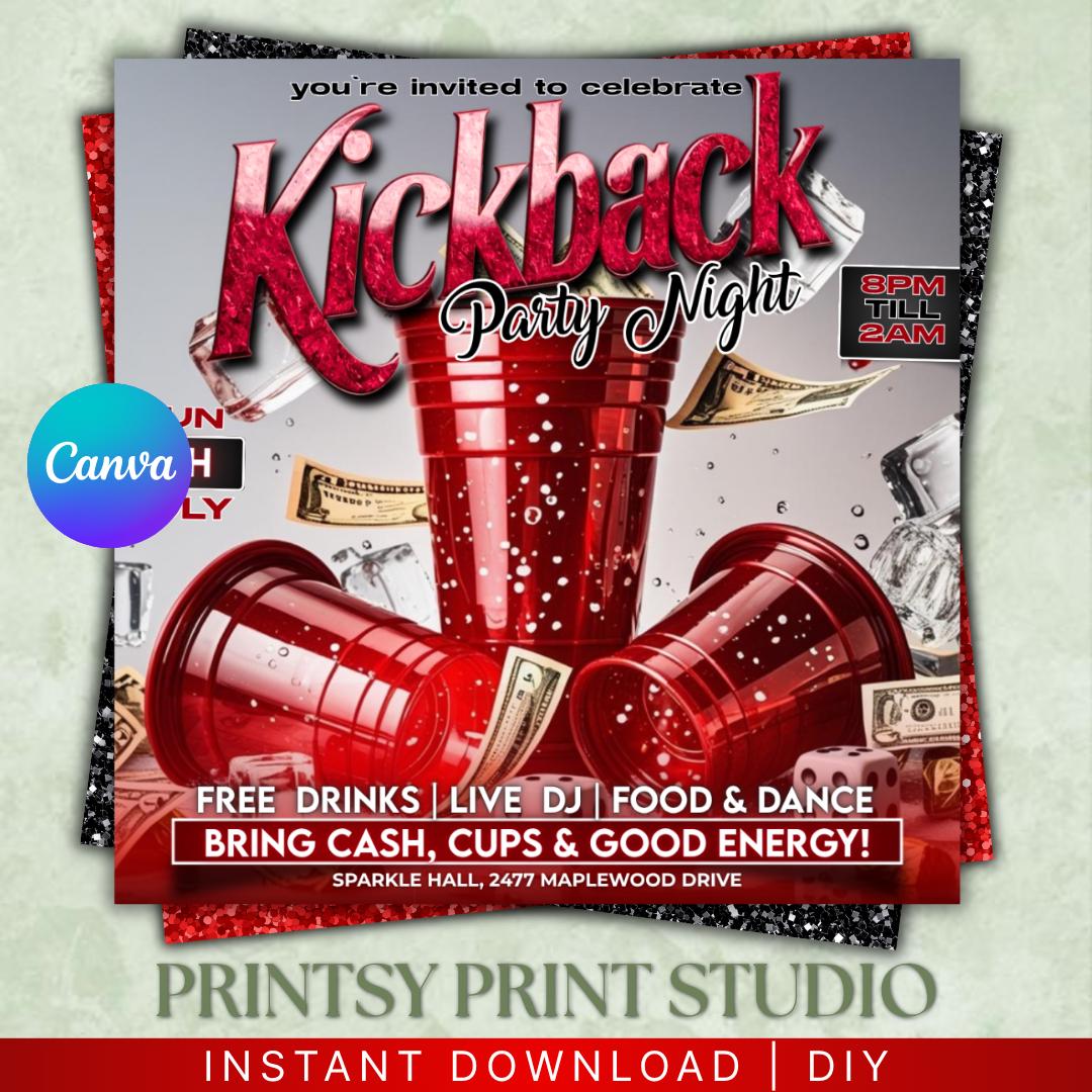 Kickback Party Flyer, Editable Kickback Club Flyer, Club DJ Party ...