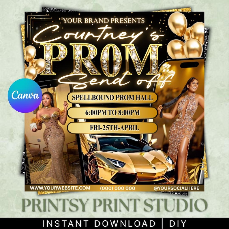 Prom Send off Flyer, DIY Prom Flyer, Prom Canva Template, Prom Send Off ...