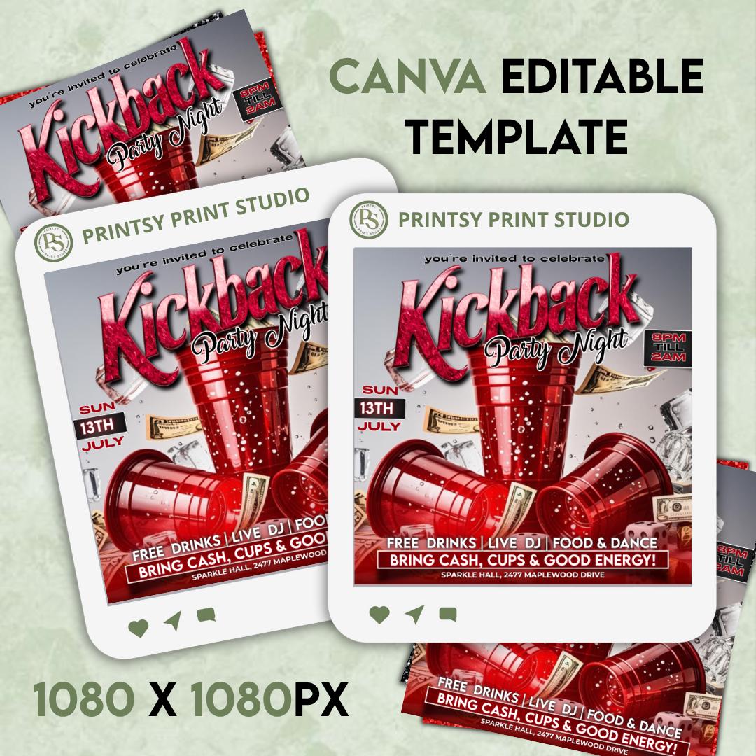 Kickback Party Flyer, Editable Kickback Club Flyer, Club DJ Party ...