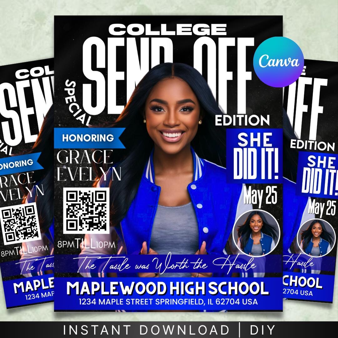 Editable College Send off Evite, Farewell Party Invite, DIY Trunk Party ...