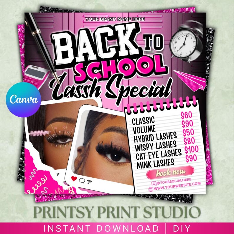 Back to School Lash Sale Flyer, Lash Tech Flyer Template, Back to ...
