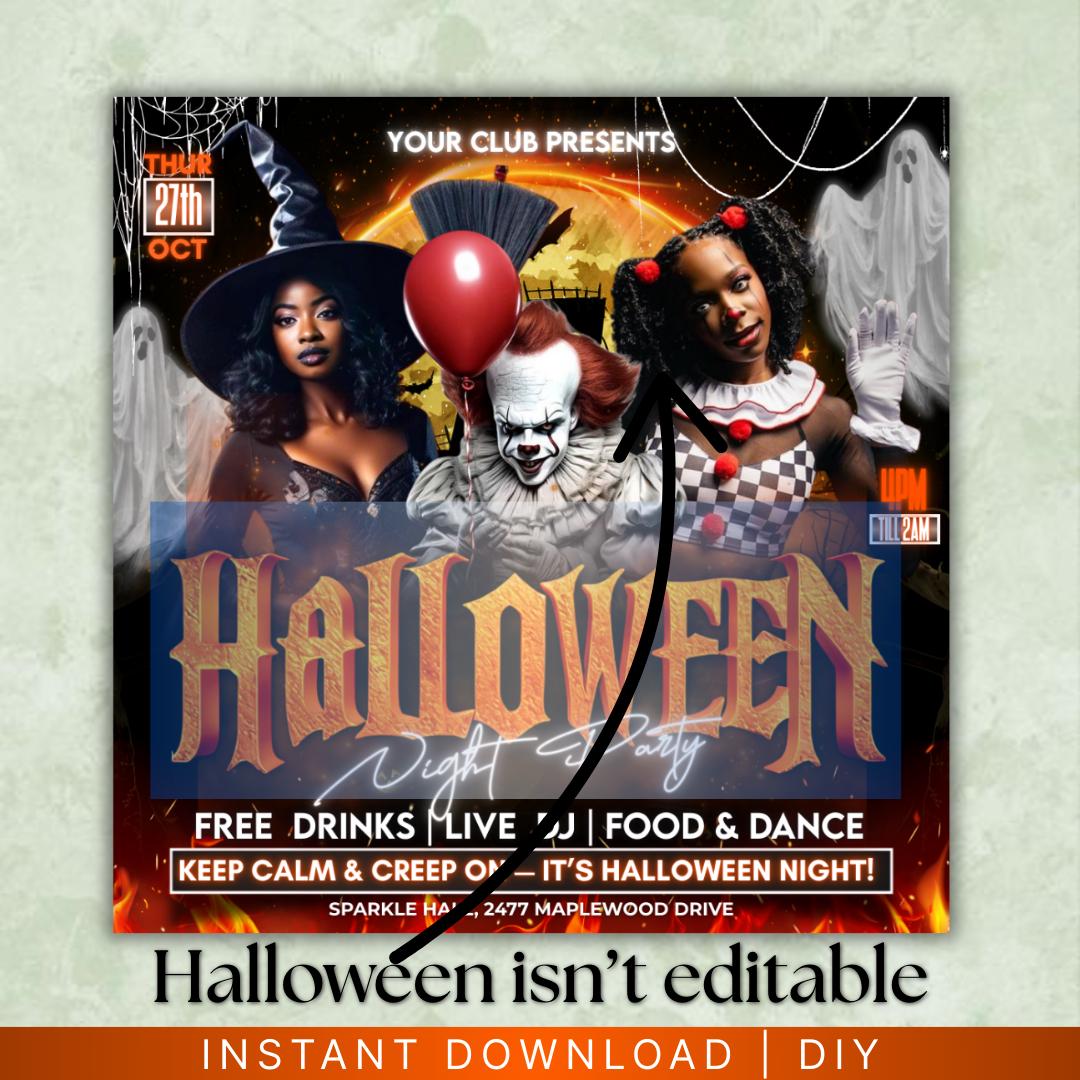 Editable Halloween Party Flyer Template: Social Media, Canva (instant ...