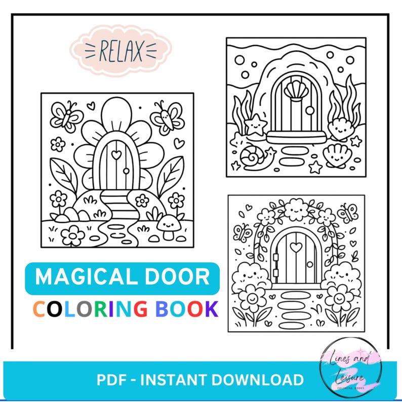 Magical Doors Coloring Book | 35 Whimsical Kawaii Pages for Kids and ...