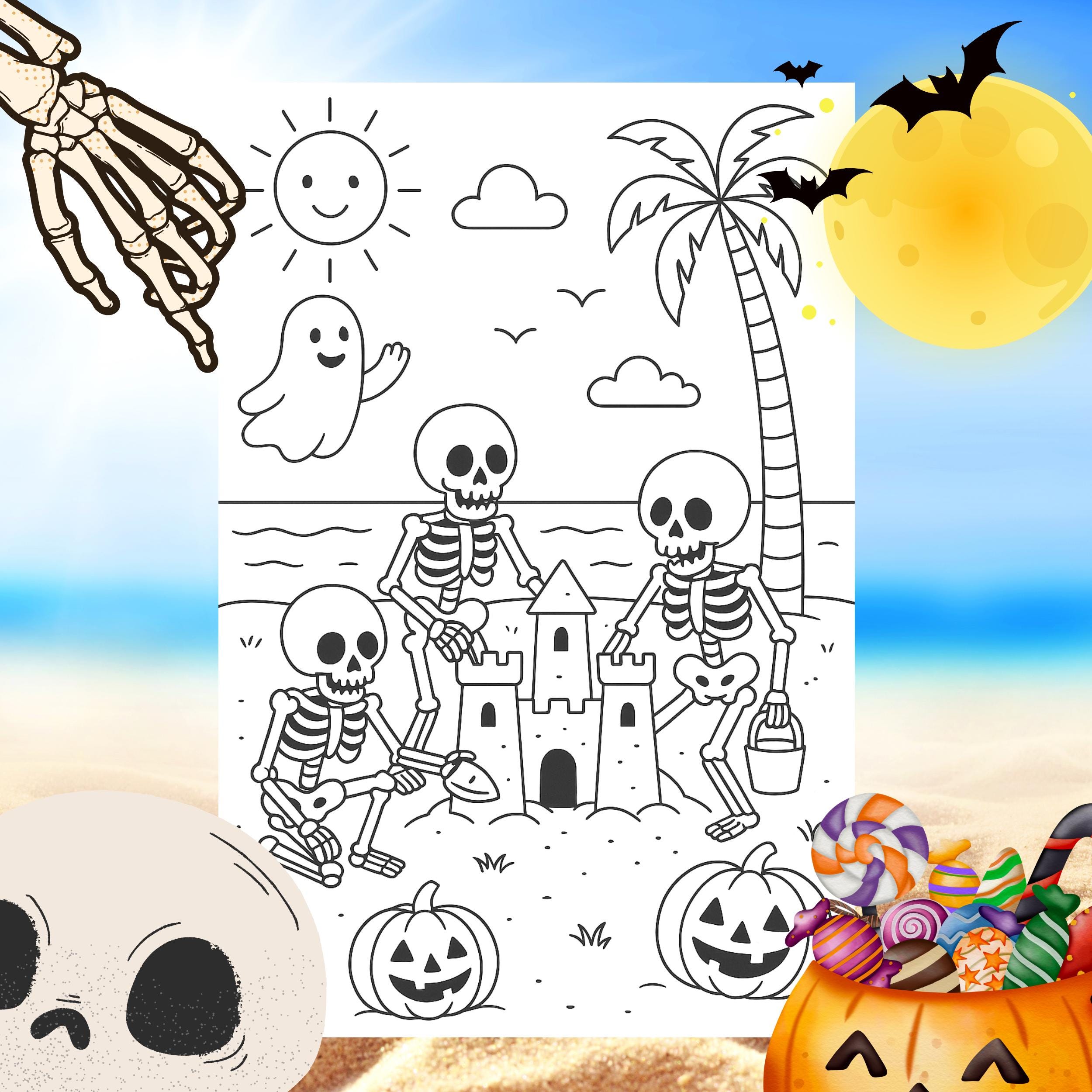 Summerween Coloring Pages Printable, Summer Halloween Coloring Activity ...