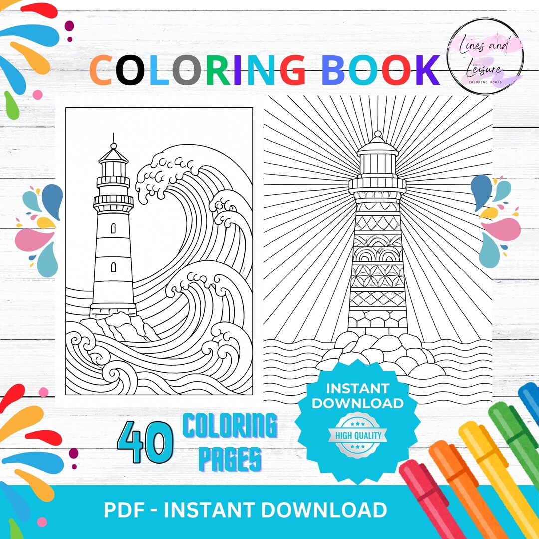 Sea Lights: Lighthouse Mandala Coloring Book | Relaxing Nautical Adult ...