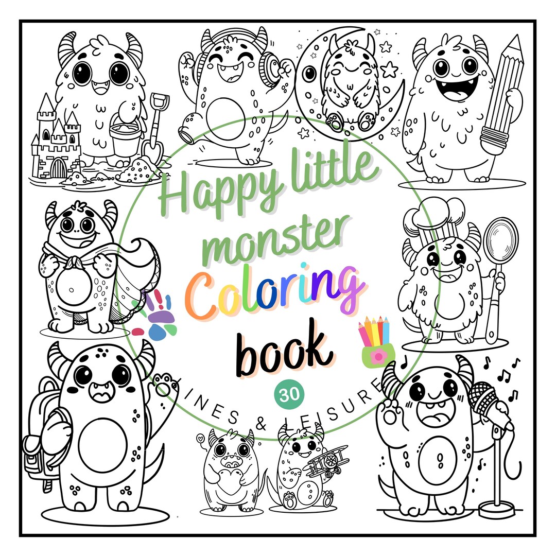 Happy Little Monsters – Printable Coloring Book for Kids | 20 Fun ...