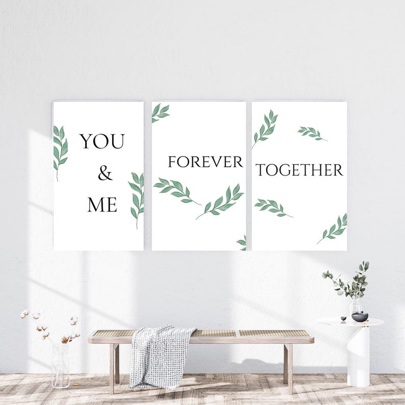 You & Me Forever Together Wall Art Set–3 Piece Minimalist Print, Modern ...