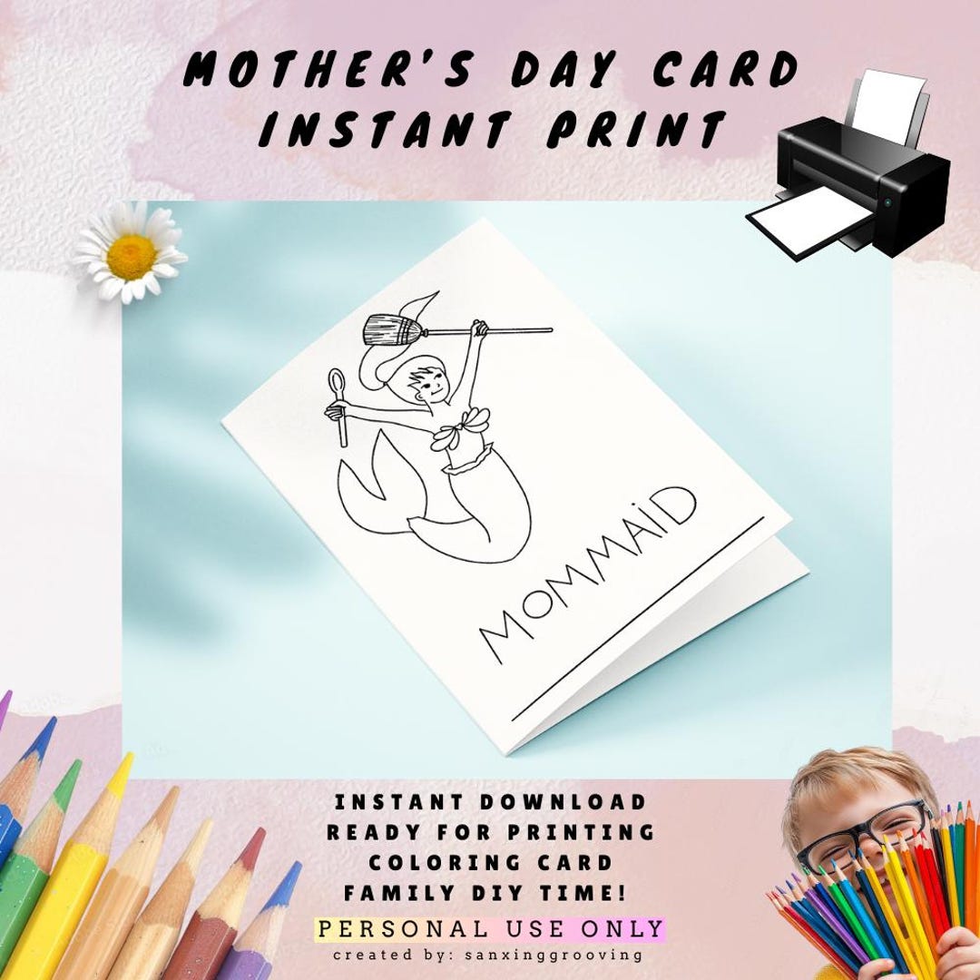 Mother's Day Card - Mom is a Mermaid - Fun & Pun Kid's Friendly ...