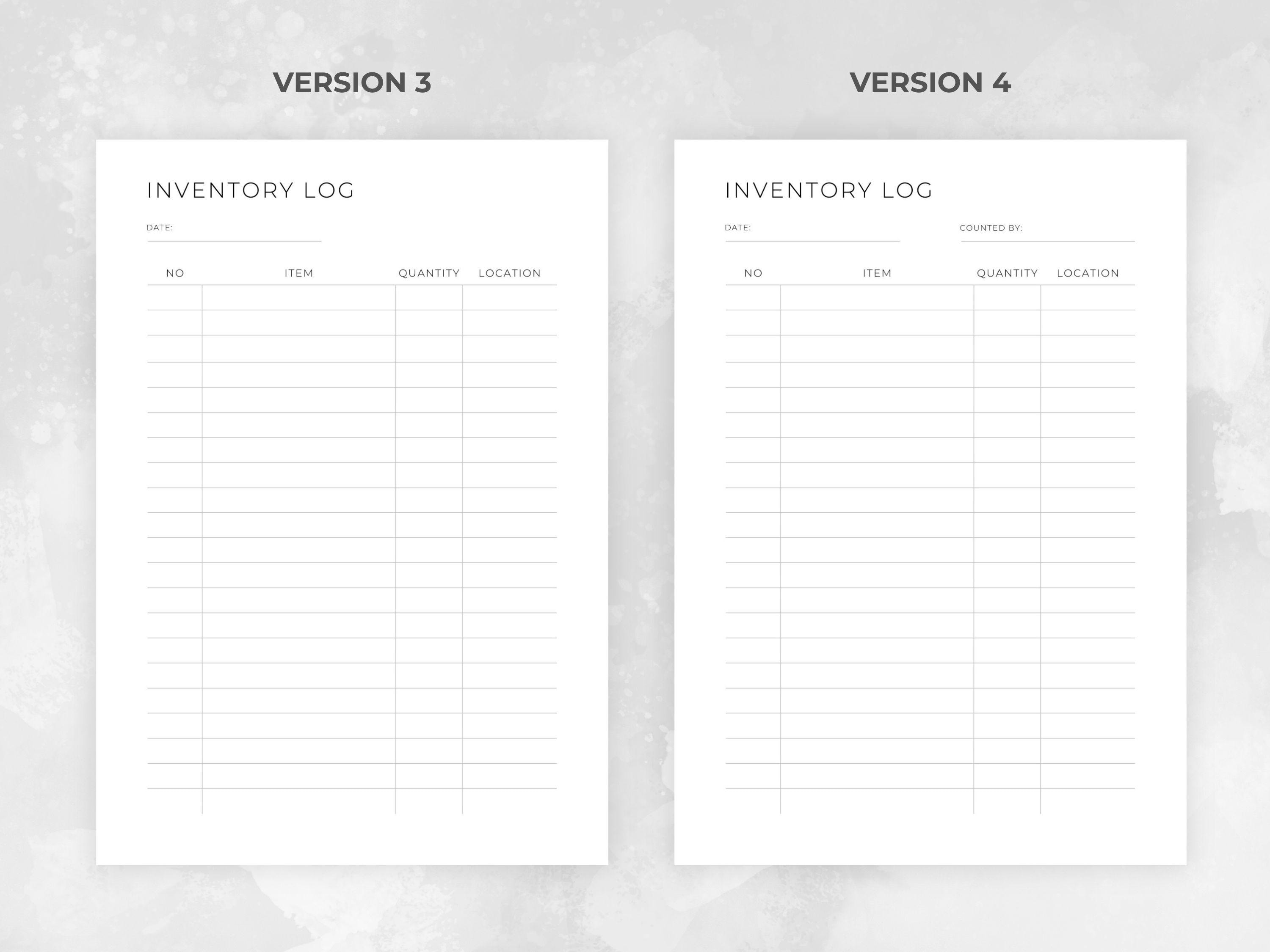 Inventory Log Printable, Inventory Tracker Template (PDF) - Etsy