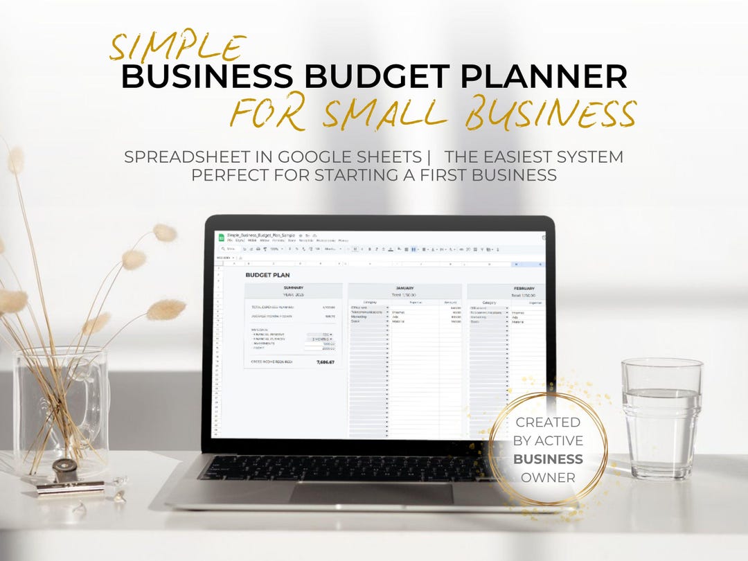 Simple Business Budget Planner, Google Sheets Template (digital ...
