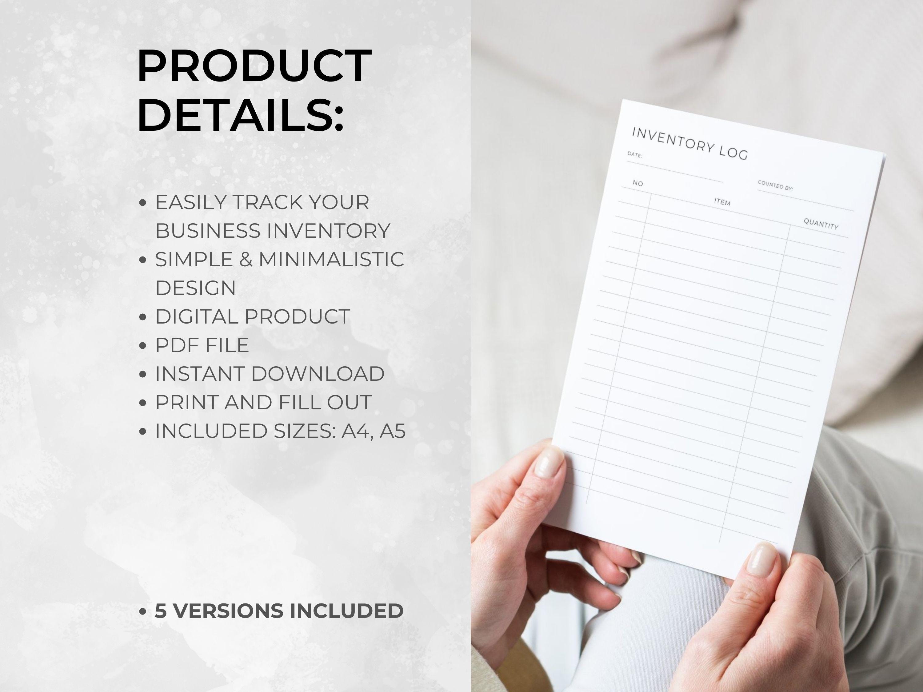 Inventory Log Printable Sheet, Inventory Checklist, Inventory Tracker ...