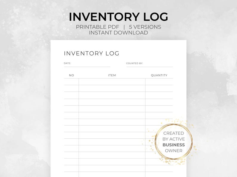 Inventory Log Printable Sheet, Inventory Checklist, Inventory Tracker ...