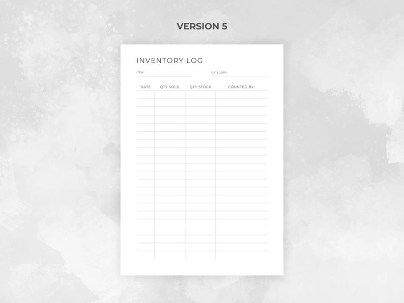 Inventory Log Printable Sheet, Inventory Checklist, Inventory Tracker ...