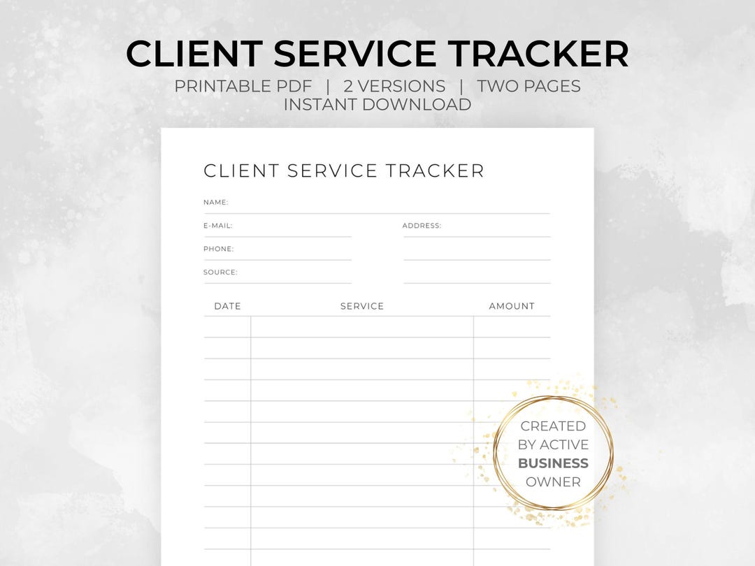Client Service Tracker, Printable, Project Management Spreadsheet ...
