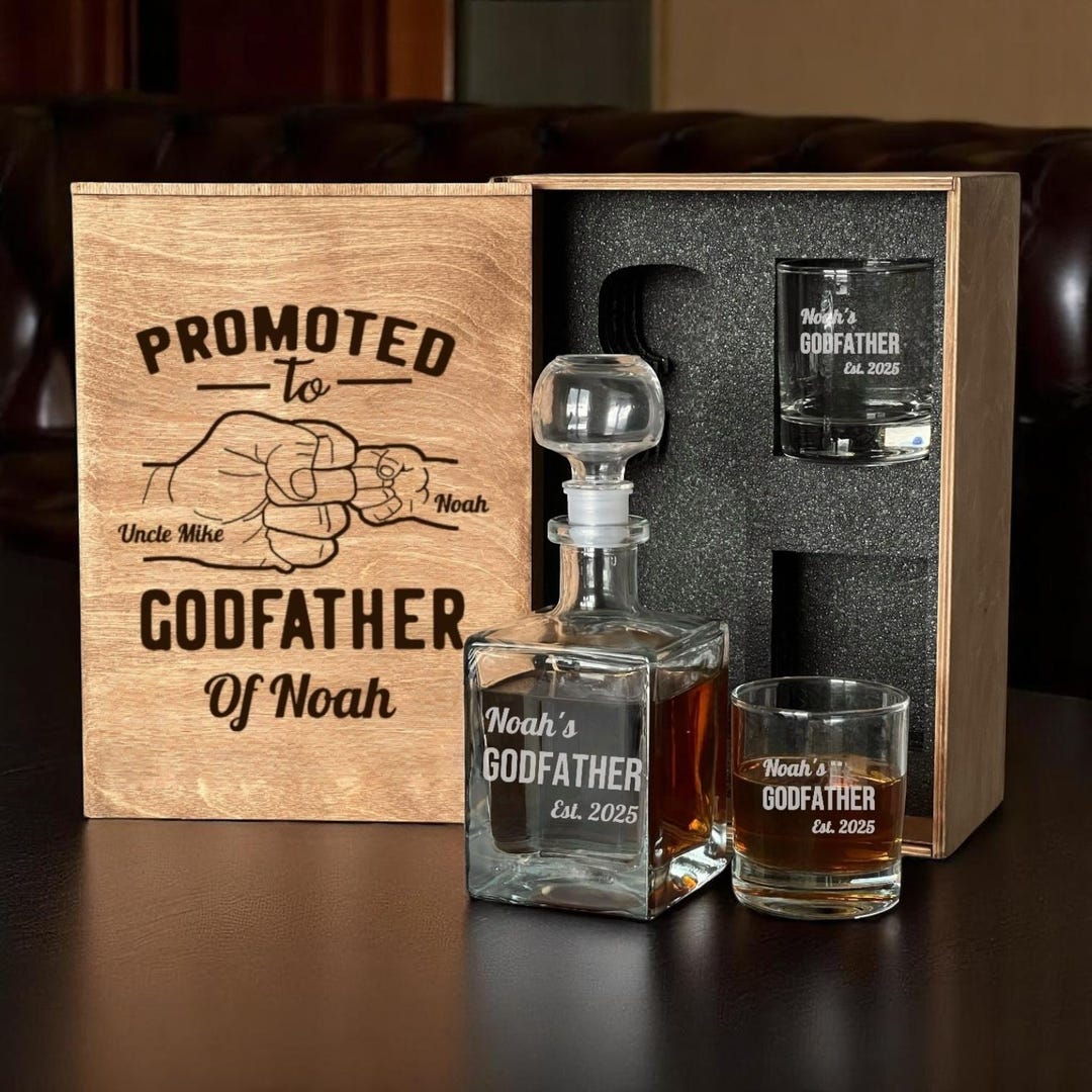 Etched Godfather Box, Godfather Gift Sets, Whiskey Decanter Set ...