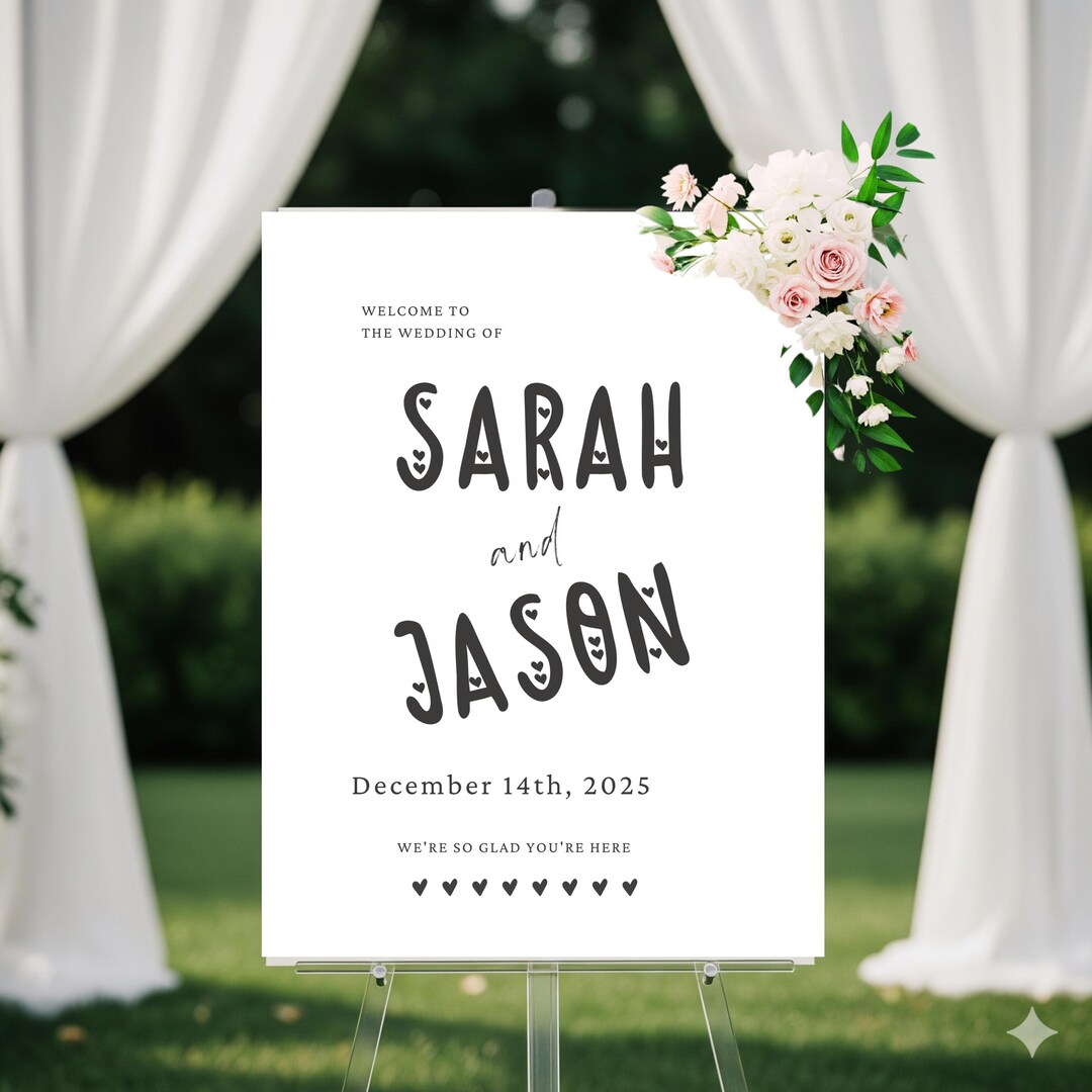 Minimalist Wedding Welcome Sign Template, Elegant Welcome Poster ...