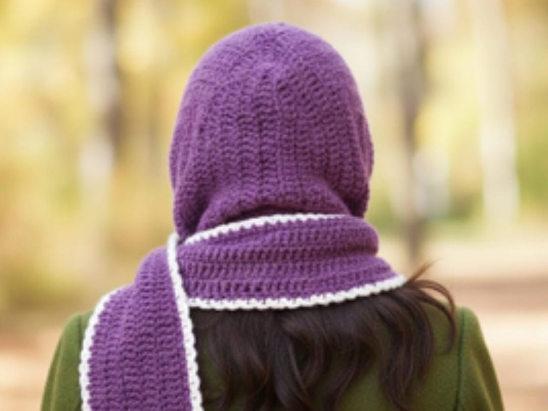 Vintage Crochet Pattern // Hooded Scarf - Snood Hood Hat Scarf Easy ...