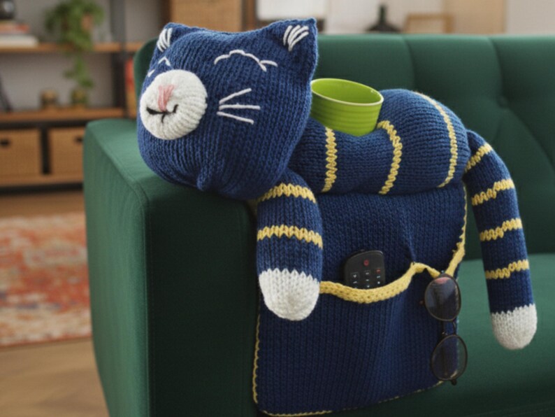 Crochet Cat Sofa Arm Organizer Pattern: Couch Caddy PDF (digital ...