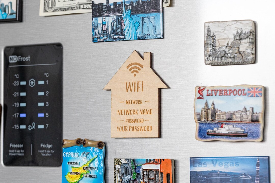 Wooden Wifi Password Sign House Shaped Fridge Magnet | Laser Engraved ...