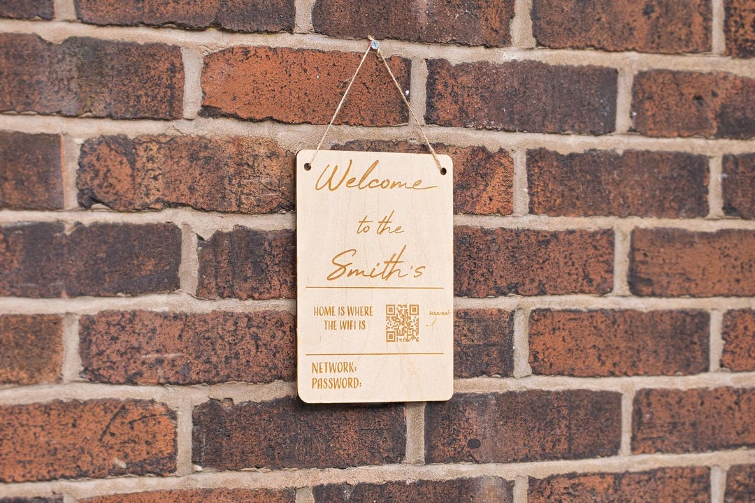 QR Code Wifi Sign, Engraved Wall Hanging or Free Standing, Custom ...