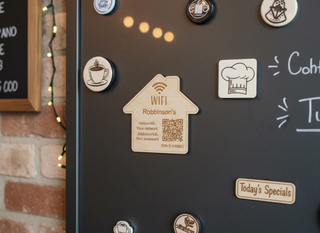 Custom Wood Sign | Personalised Wifi With QR Code | House-shaped Fridge ...