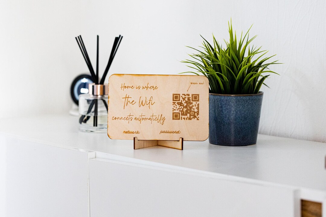 Personalised Wooden Wifi QR Code Sign – Laser Engraved Plaque With ...