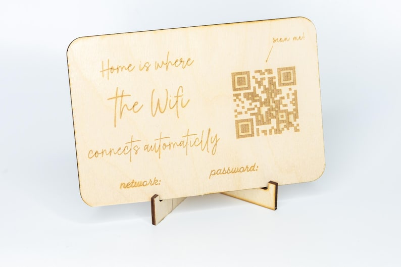 Personalised Wooden Wifi QR Code Sign – Laser Engraved Plaque With ...