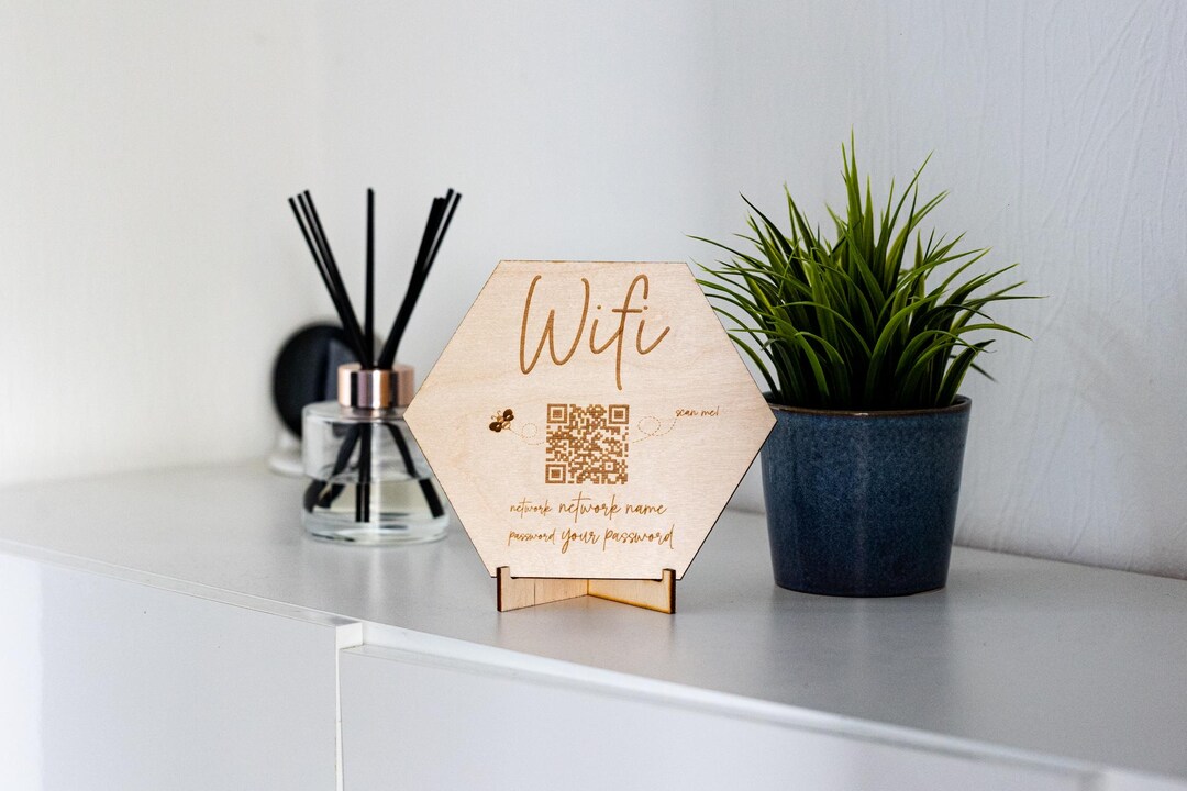 Personalised Wooden Wifi Sign With QR Code – Custom Laser Engraved ...