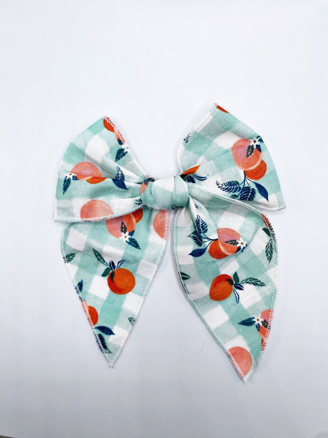 Peach Fable Bow | Plaid Peach Bow | Summer Peaches Fable Bow | Georgia ...