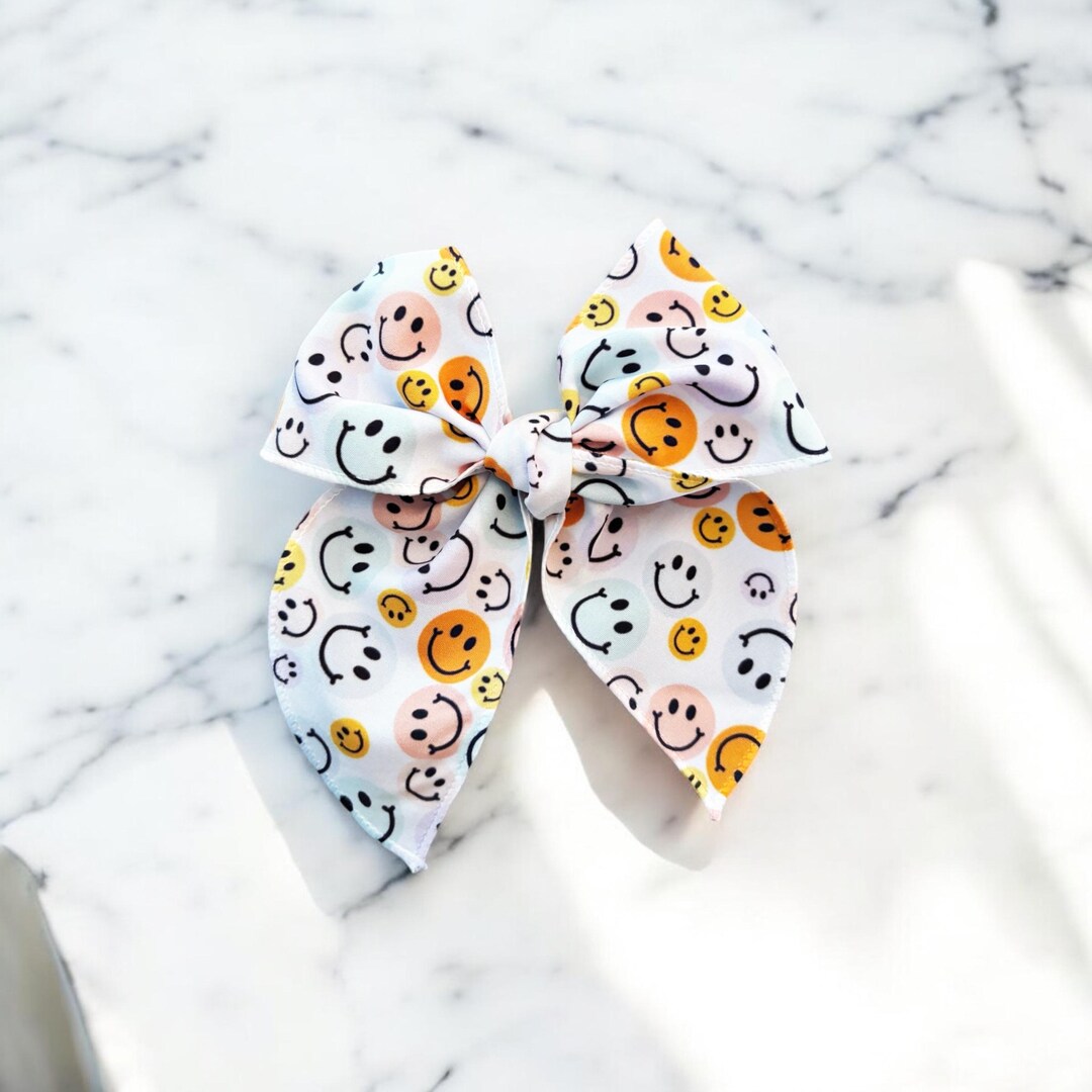 Smiley Face Bow Smiley Face Bow Happy Face Bow - Etsy