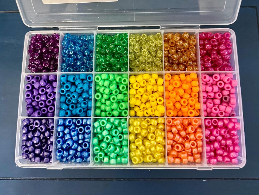 2,300 Assorted Pony Beads Rainbow Color Craft Bead Set Perfect for ...