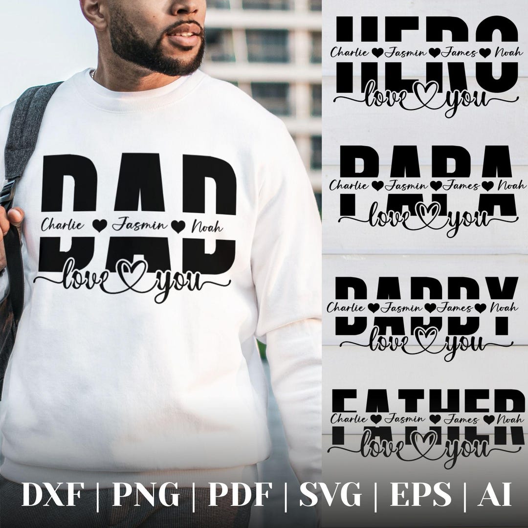 Father's Day SVG, Dad Split Name Frame Svg, Dad SVG, Dad Png, Dad Cut ...