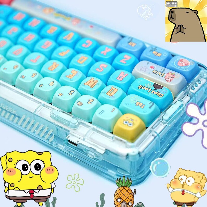 Custom Keycaps Spongebob Squarepants Personalized Keycaps | 150 Key MOA ...