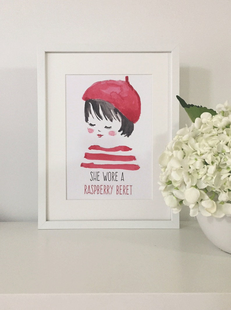 Raspberry Beret Art Print Quotes Nursery Art A4 Unframed