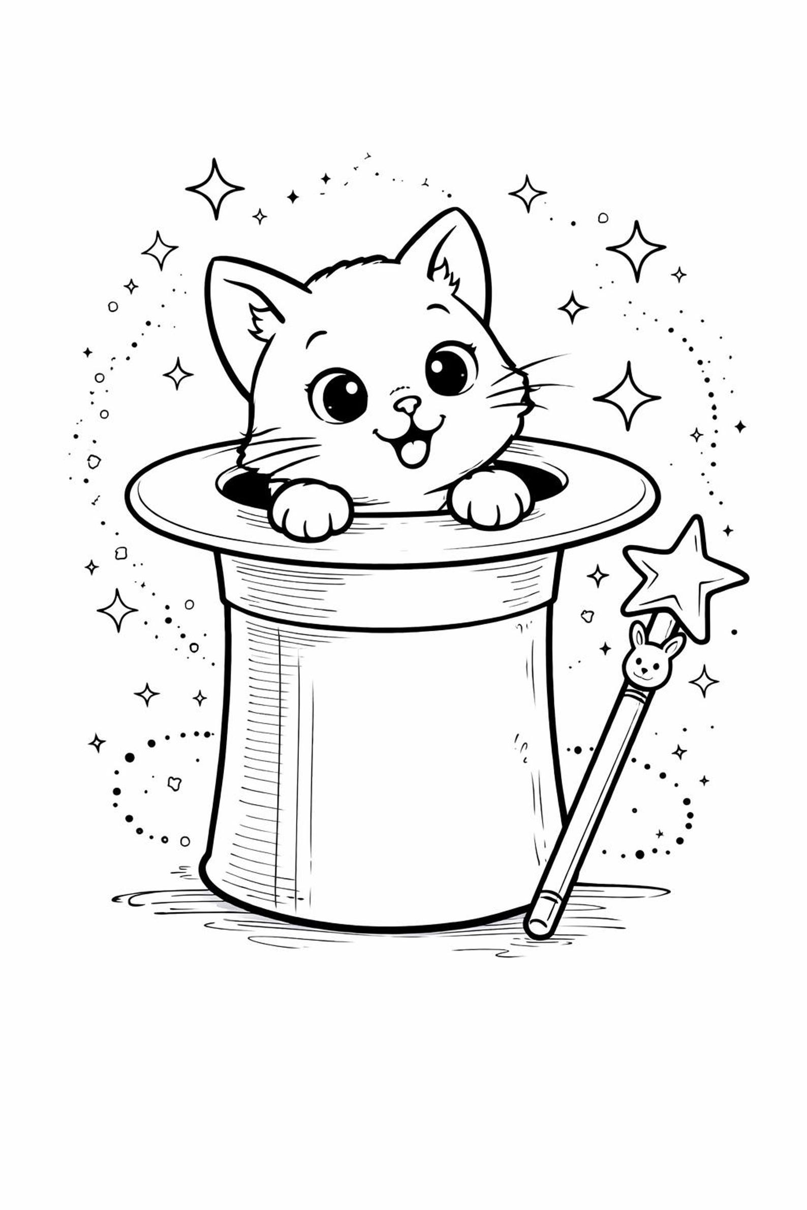 Cats & Hats – 10 Cute Cat Coloring Pages for Kids | Printable A4 Kitten ...