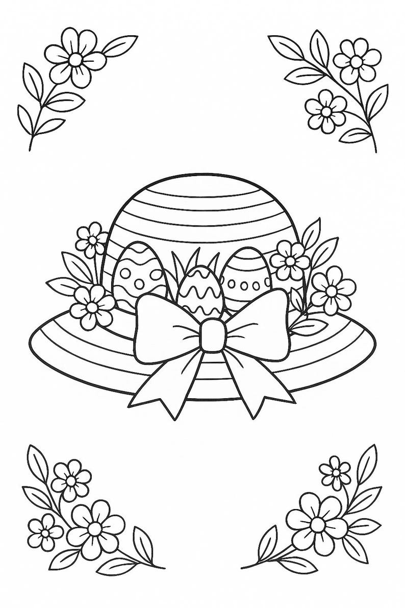 Printable Easter Bonnet Coloring Pages – 10 A4 Designs for Kids | Fun ...