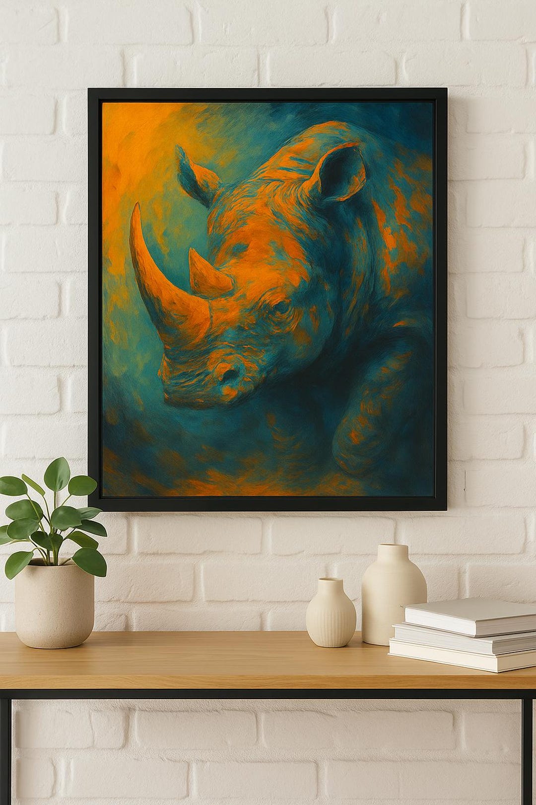 Bold Abstract Rhino Wall Art | Expressionist Wildlife Printable | 4:5 ...