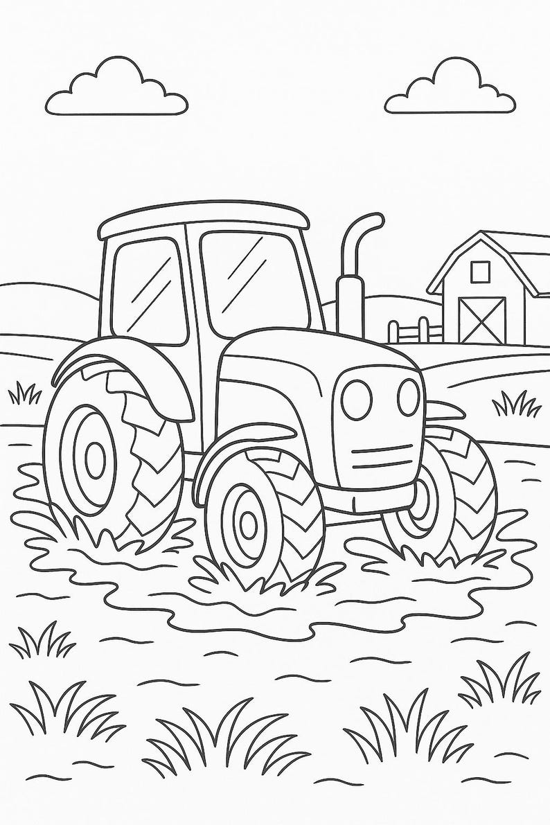 Kids Tractor Coloring Pages – Printable Activity Pack (10 Pages) | A4 ...