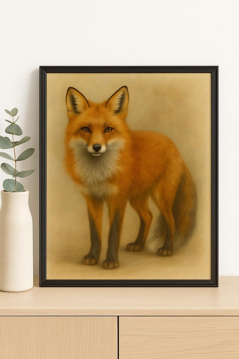 Red Fox Print: Realistic Wildlife Pencil Drawing (digital Download JPG ...
