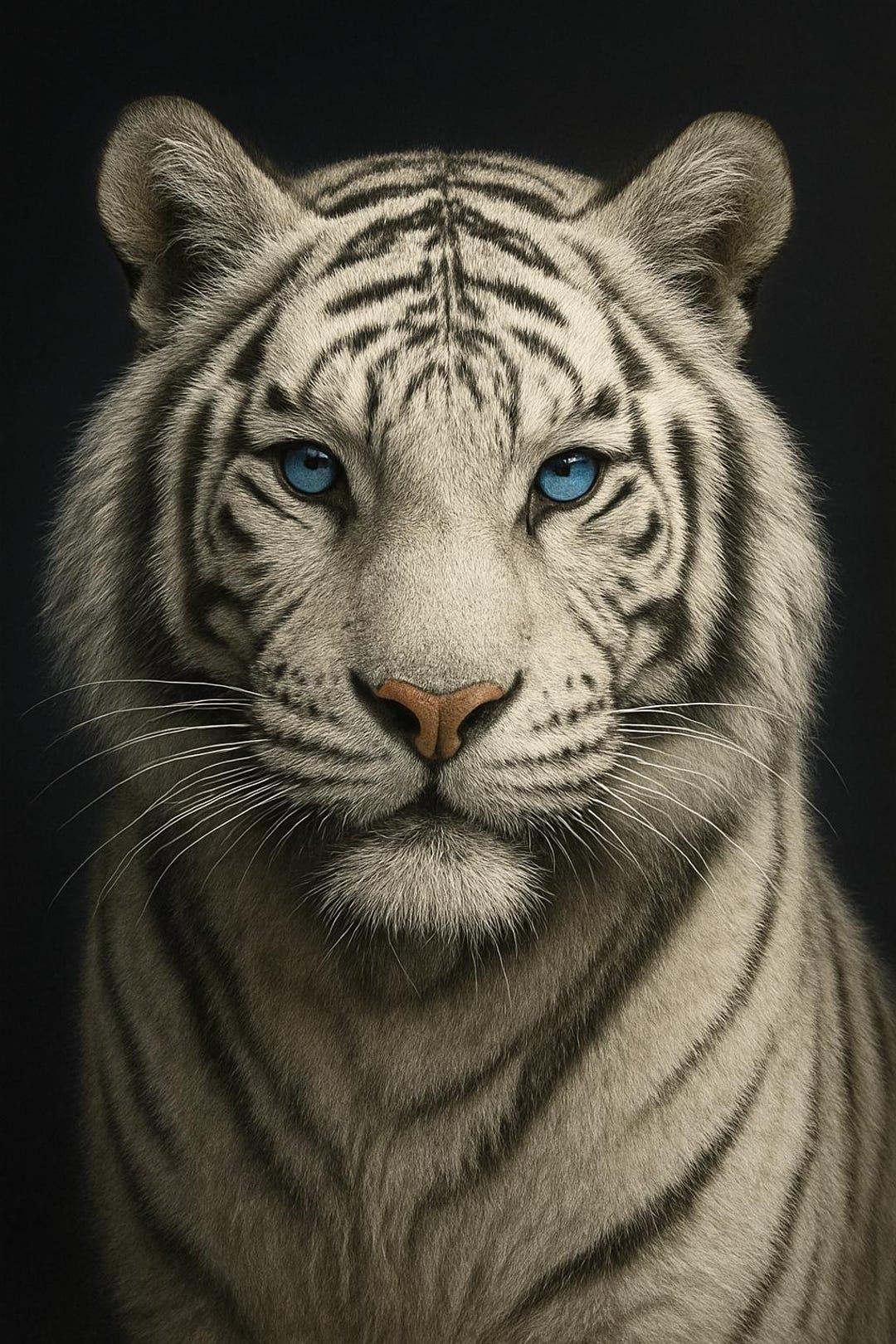 3D White Tiger Head Wall Art Print – Hyper Realistic Animal Portrait ...