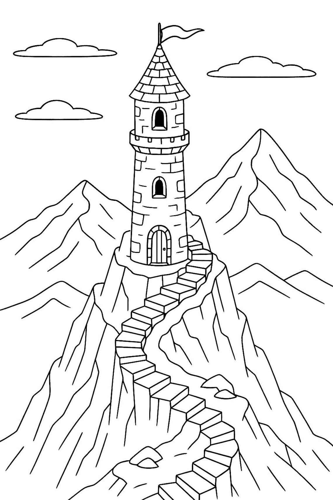 Fantasy Landscape Coloring Pages: Surreal Scenes Printable Bundle (A4 ...