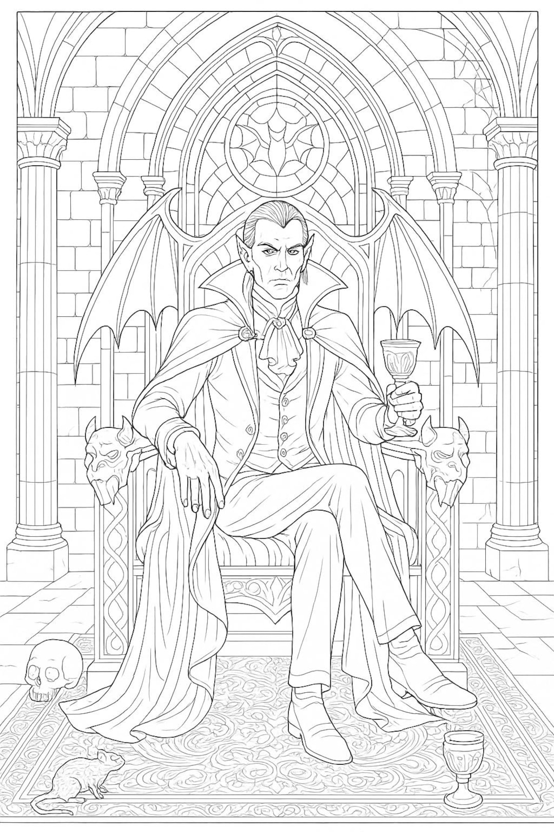 Gothic Vampire Coloring Pages: Dark Fantasy Art (A4 Printables, Digital ...