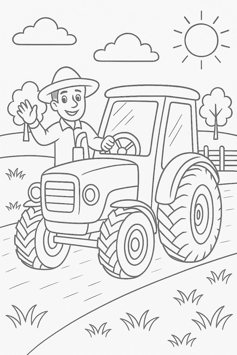 Kids Tractor Coloring Pages – Printable Activity Pack (10 Pages) | A4 ...