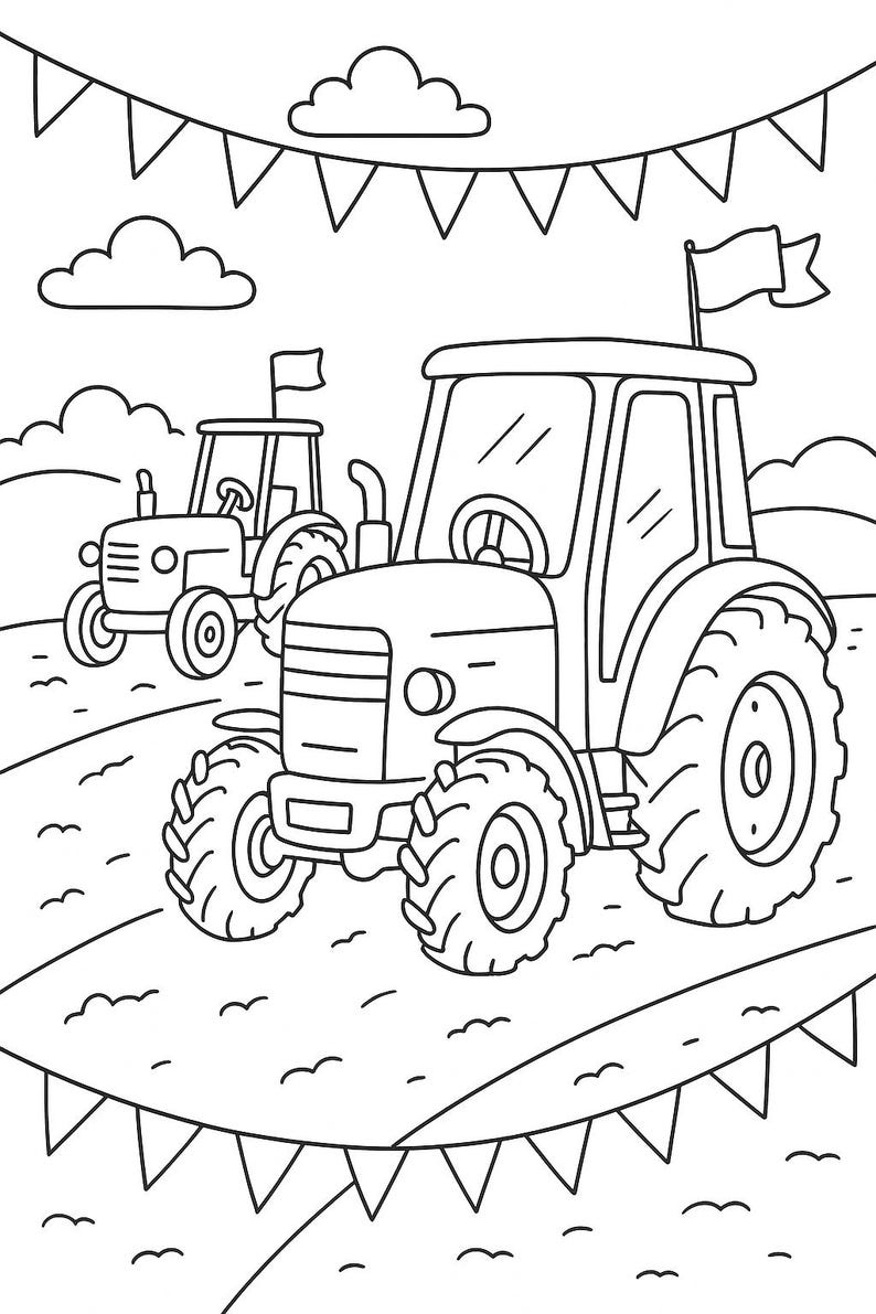 Kids Tractor Coloring Pages – Printable Activity Pack (10 Pages) | A4 ...
