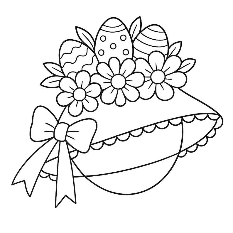 Printable Easter Bonnet Coloring Pages – 10 A4 Designs for Kids | Fun ...