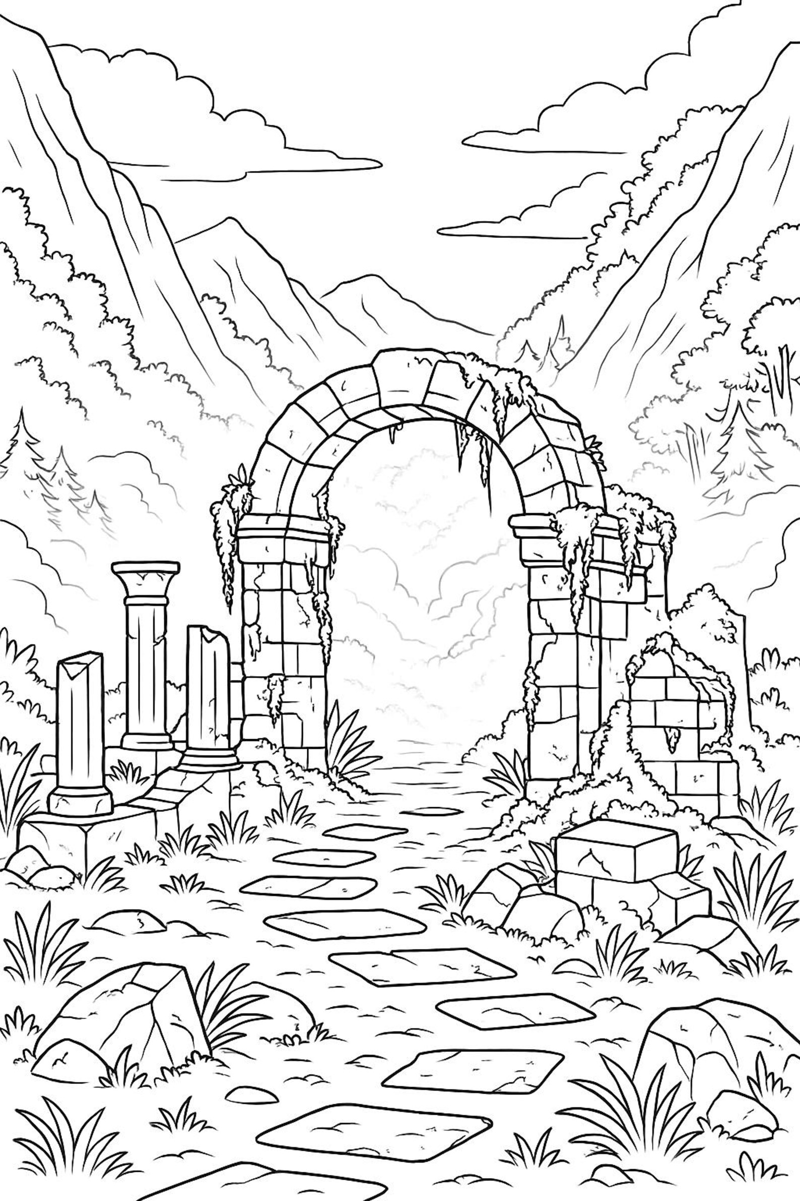 Fantasy Landscape Coloring Pages: Surreal Scenes Printable Bundle (A4 ...