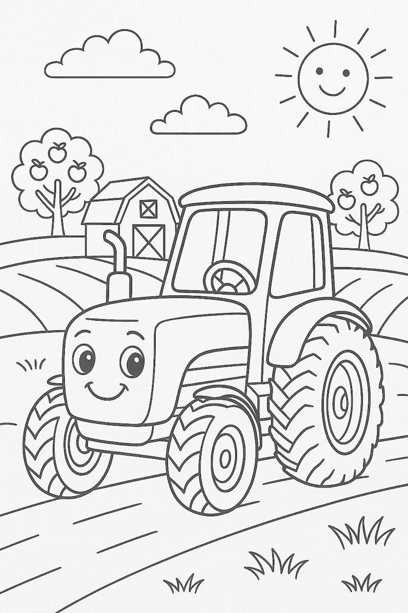 Kids Tractor Coloring Pages – Printable Activity Pack (10 Pages) | A4 ...