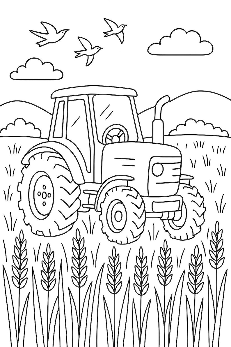 Kids Tractor Coloring Pages – Printable Activity Pack (10 Pages) | A4 ...