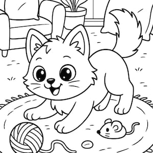 Cute Cat Coloring Pages for Kids – 20 Page Mega Bundle | Cats & Cats in ...